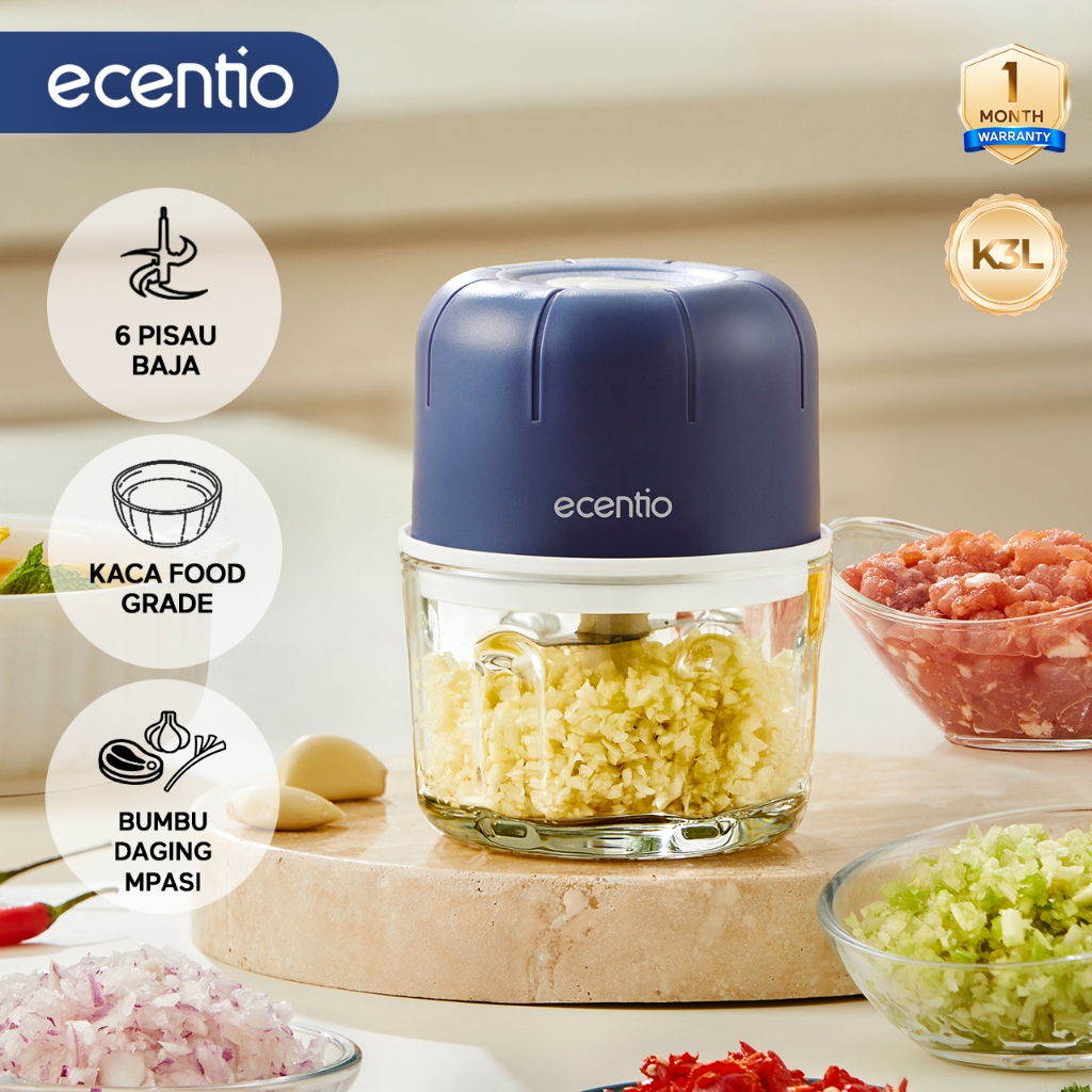 Jual ecentio Kaca Mini Chopper 250ml Penghalus Bawang Multifungsi 6 ...