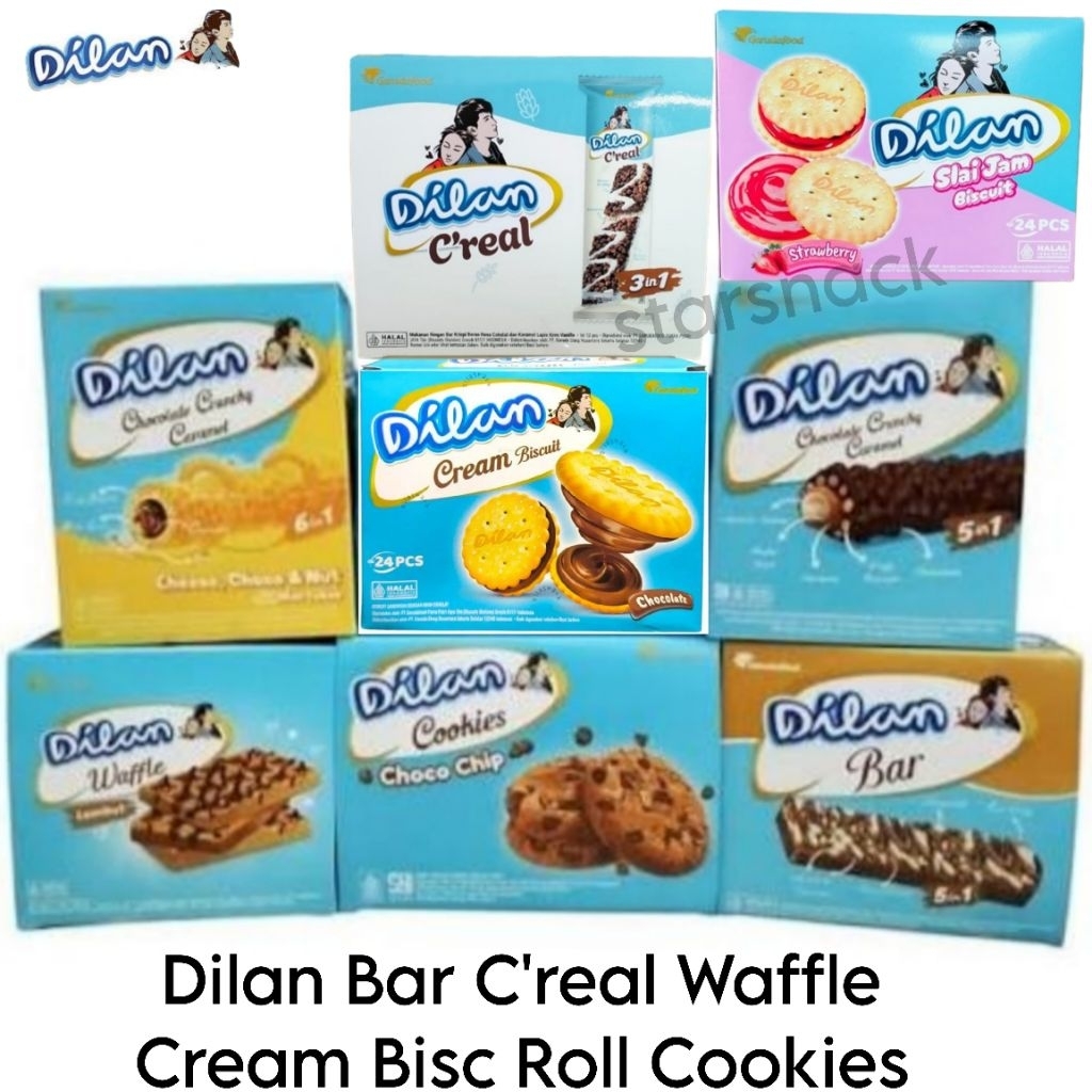Jual Dilan Roll Bar cereal Waffle cheese keju slai jam cookies kotak ...