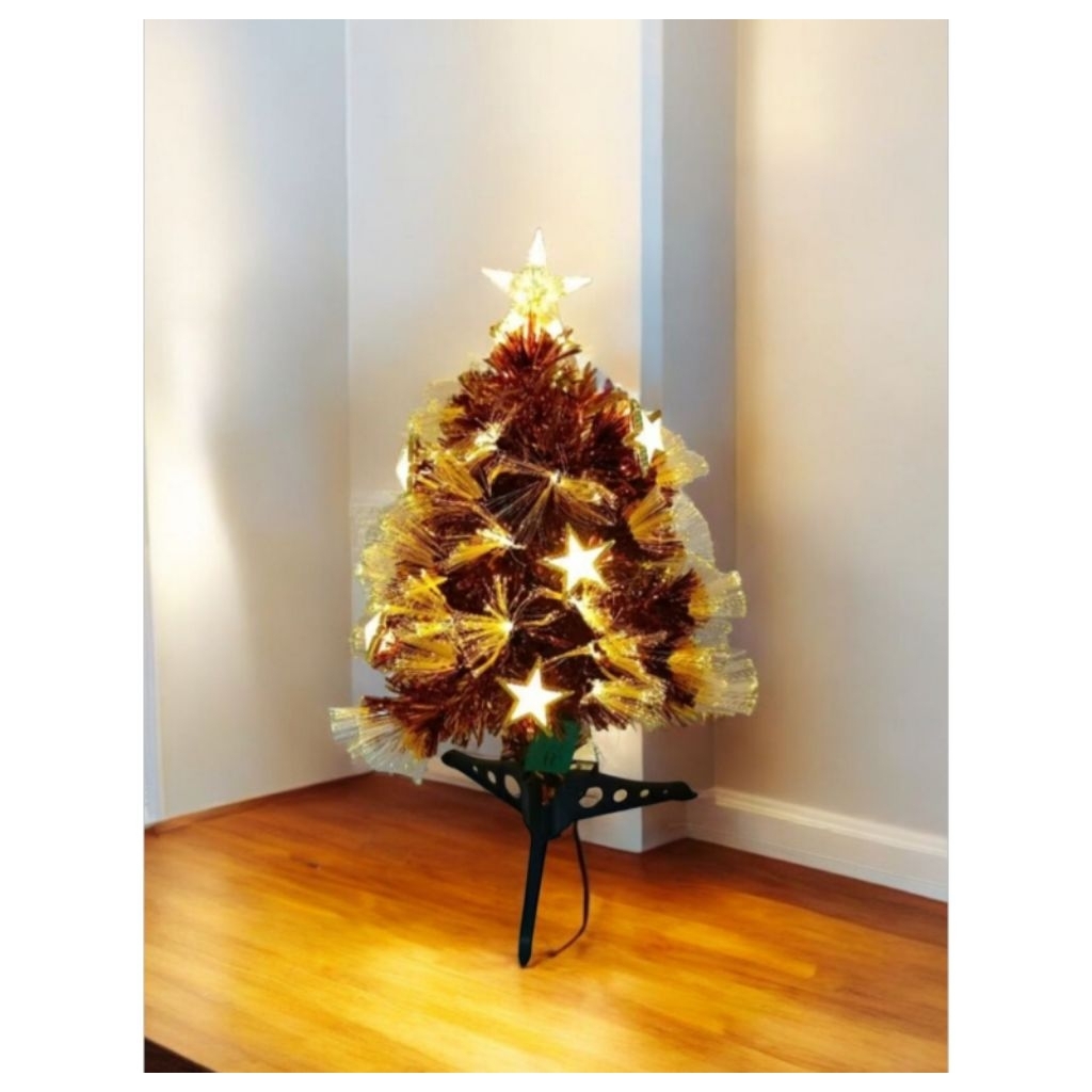 Jual Pohon natal gold dengan bintang fiber optic led christmas tree ...