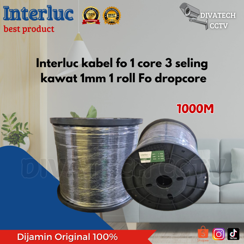 Jual Interluc kabel fo 1 core 3 seling kawat 1mm 1 roll Fo dropcore ...