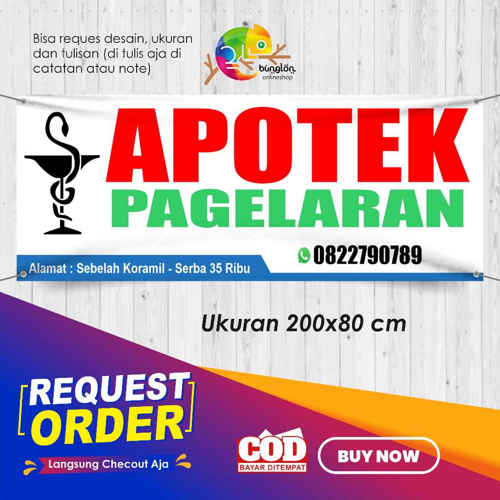 Jual CETAK BANNER 200X80 CM SPANDUK APOTEK CUSTOM | Shopee Indonesia