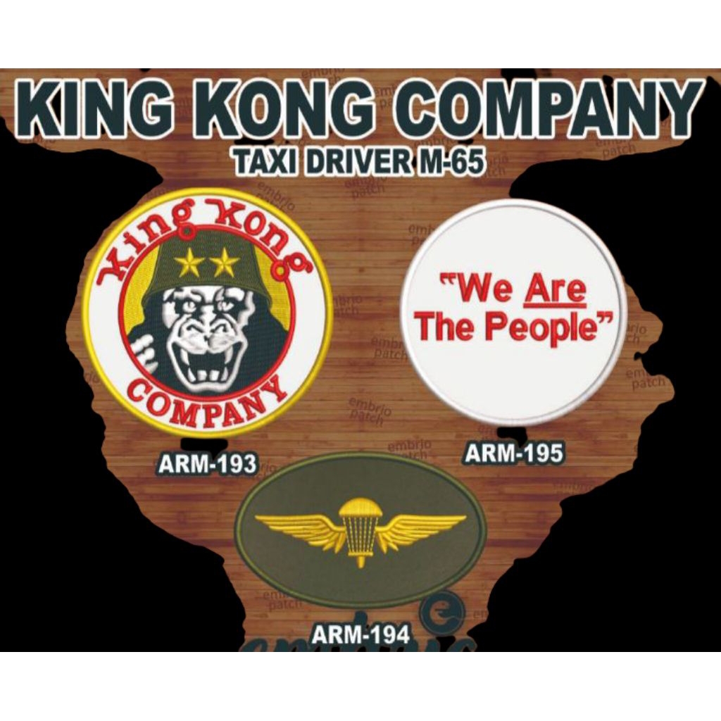 Jual patch logo bordir taxi driver/travis bickle king kong company ...