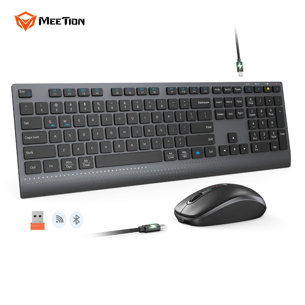 Jual MeeTion Keyboards+mouse C2000 Combo Dual Mode Wireless Keyboard ...