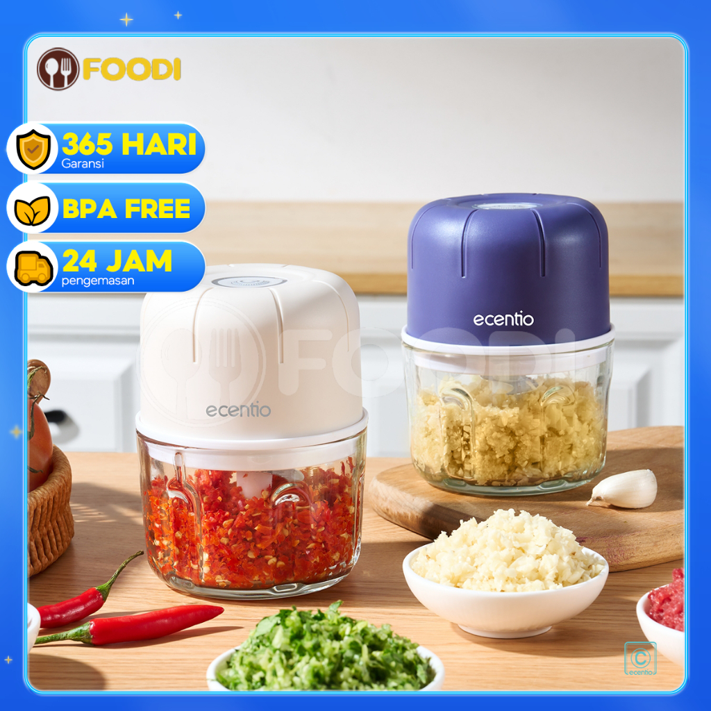 Jual ecentio Mini Chopper Kaca / Plastik Blender 6 mata pisau 250ml ...
