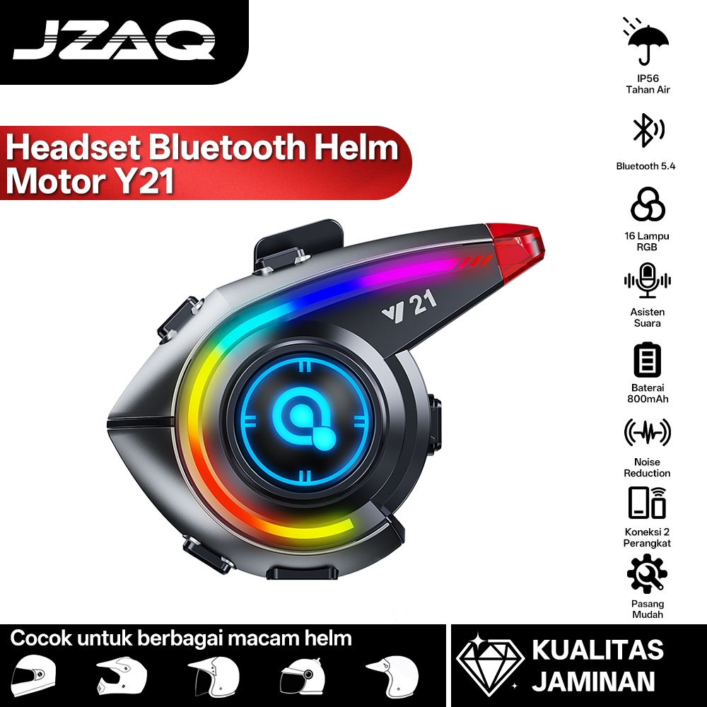 Jual Headset Helm JZAQ Y21: Bluetooth 5.4 Baterai 800mAh [LAMPU RGB ...