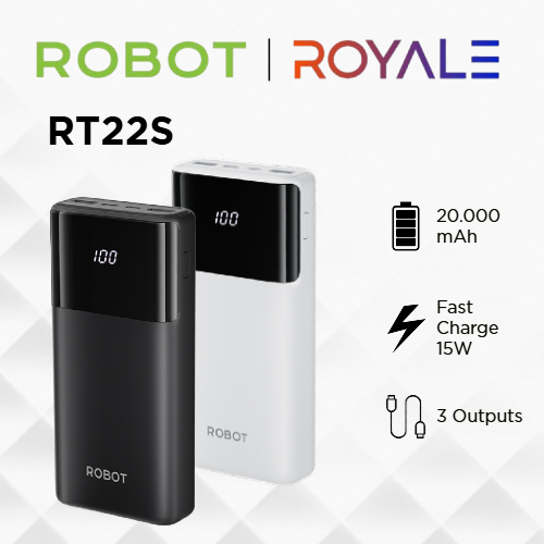 Jual ROBOT RT22S Smart Powerbank Fast Charging 20000mAh 15W 3 Port ...