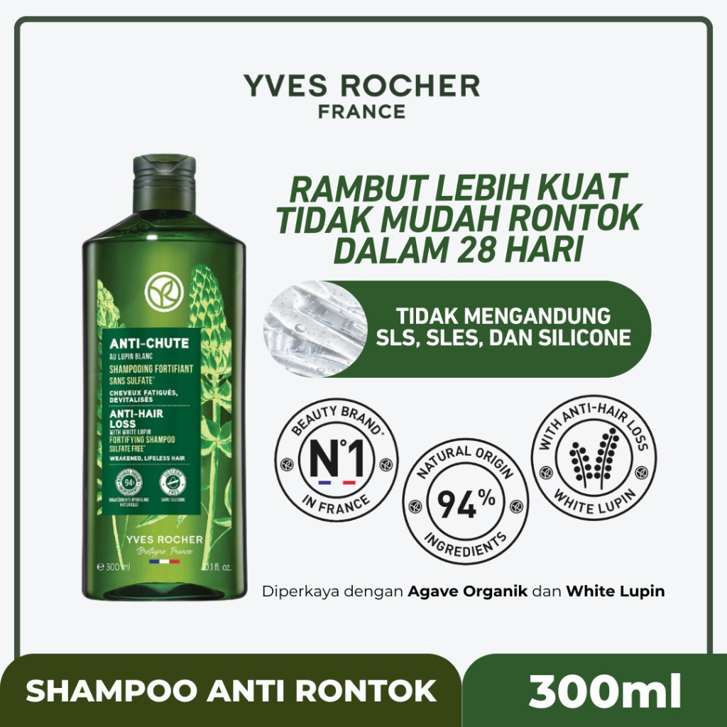 Jual (ORIGINAL) Yves Rocher Anti-Hair Loss Fortifying Shampoo 300ml ...