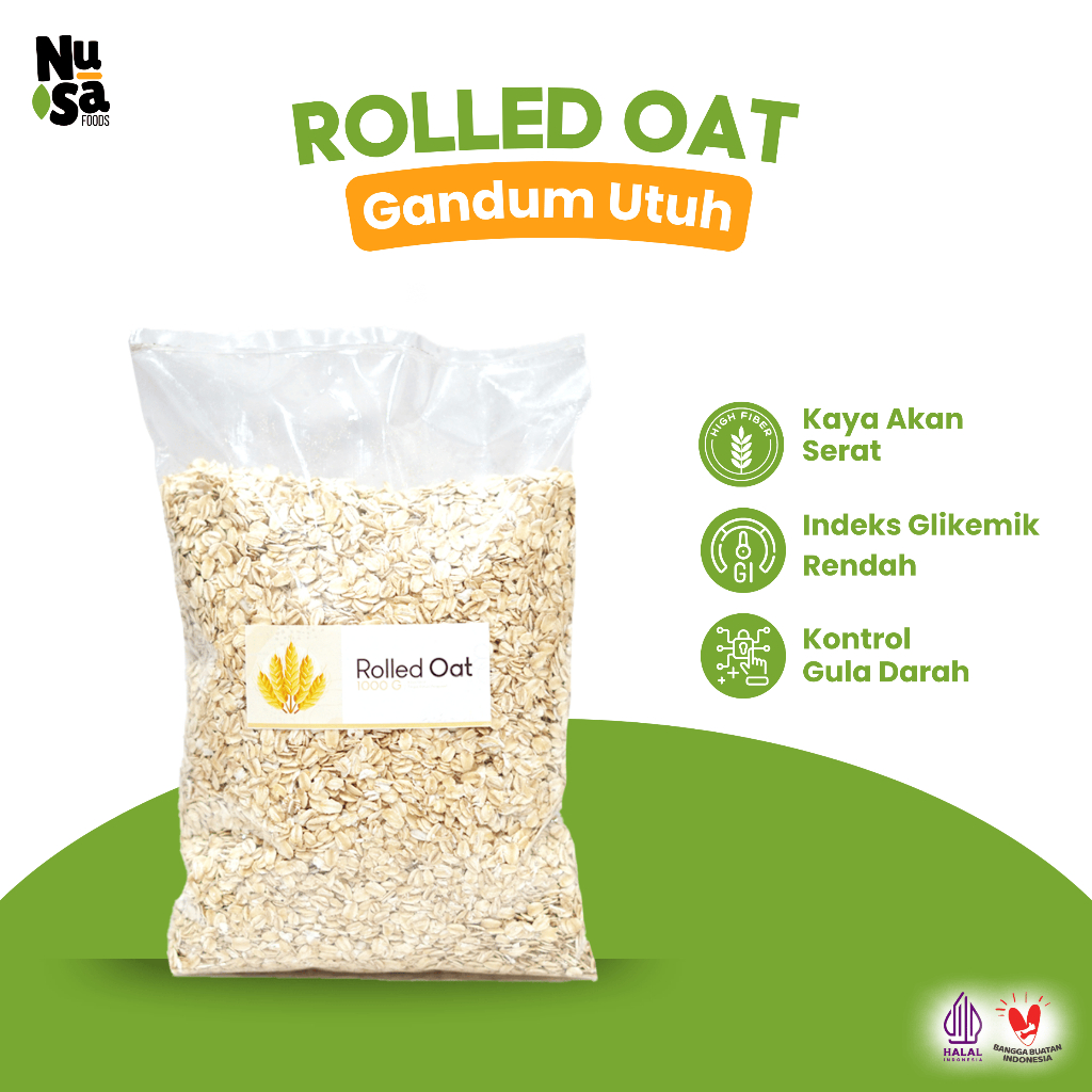 Jual Rolled Oat 500 Gram Sereal Oatmeal Gandum Utuh Diet Sehat | Shopee ...