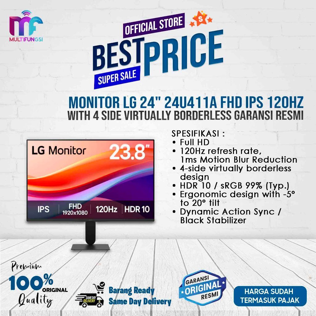 Jual Monitor LG 24" 24U411A FHD IPS 120Hz (Pengganti 24MR400) Garansi ...