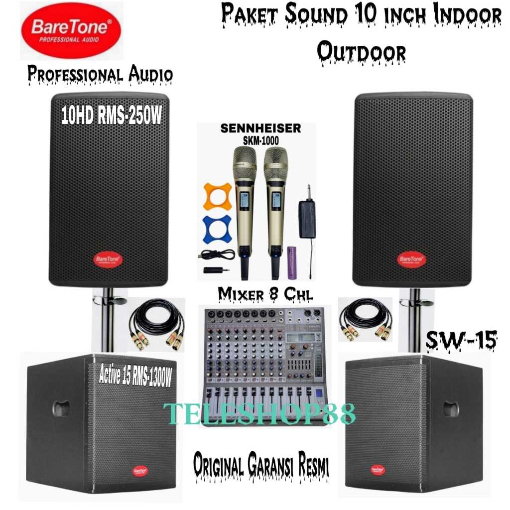 Jual Paket Sound System Speaker Aktif 10" BARETONE MAX10HD Outdoor ...