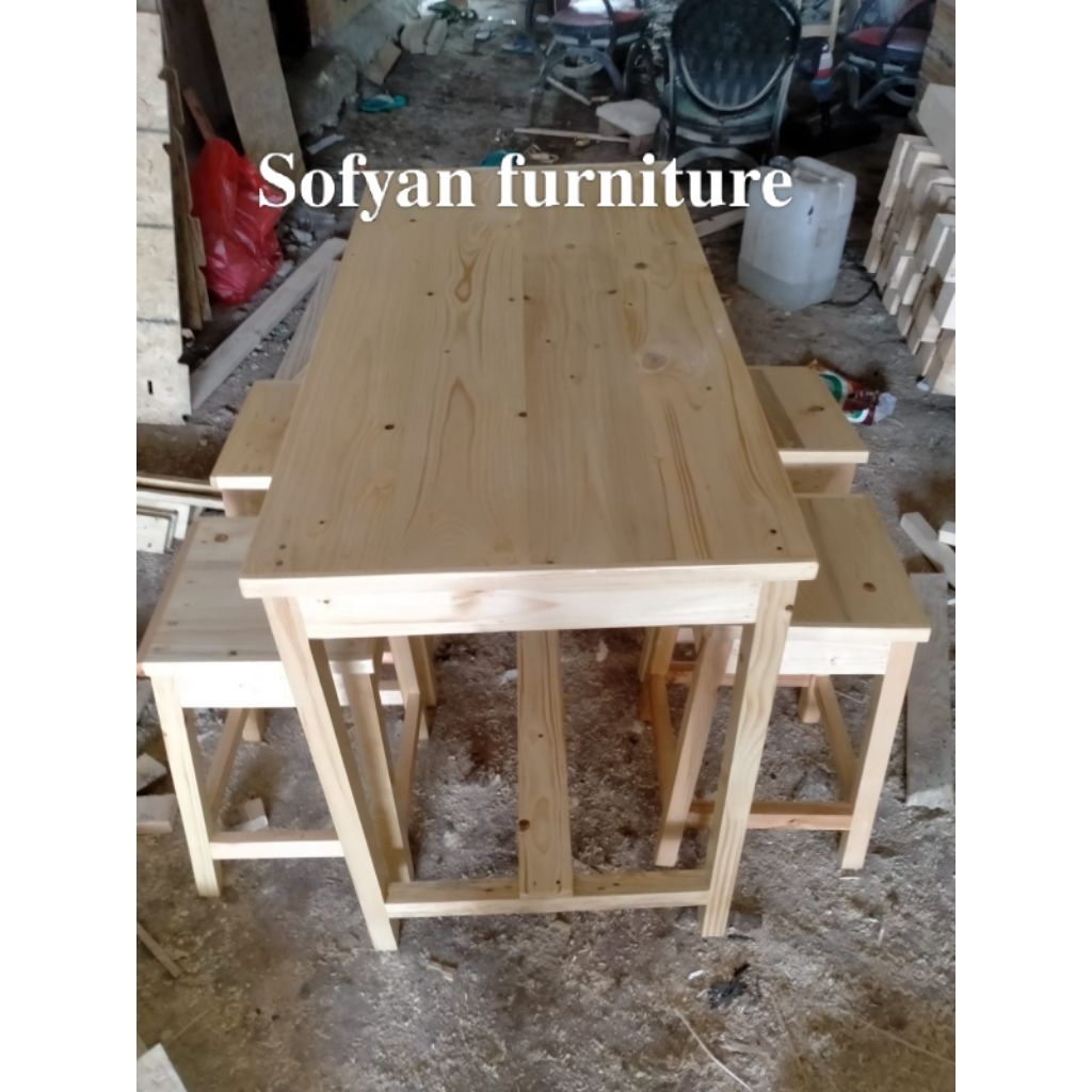 Jual meja makan / meja warkop /meja cafe / meja resto / meja set jati ...