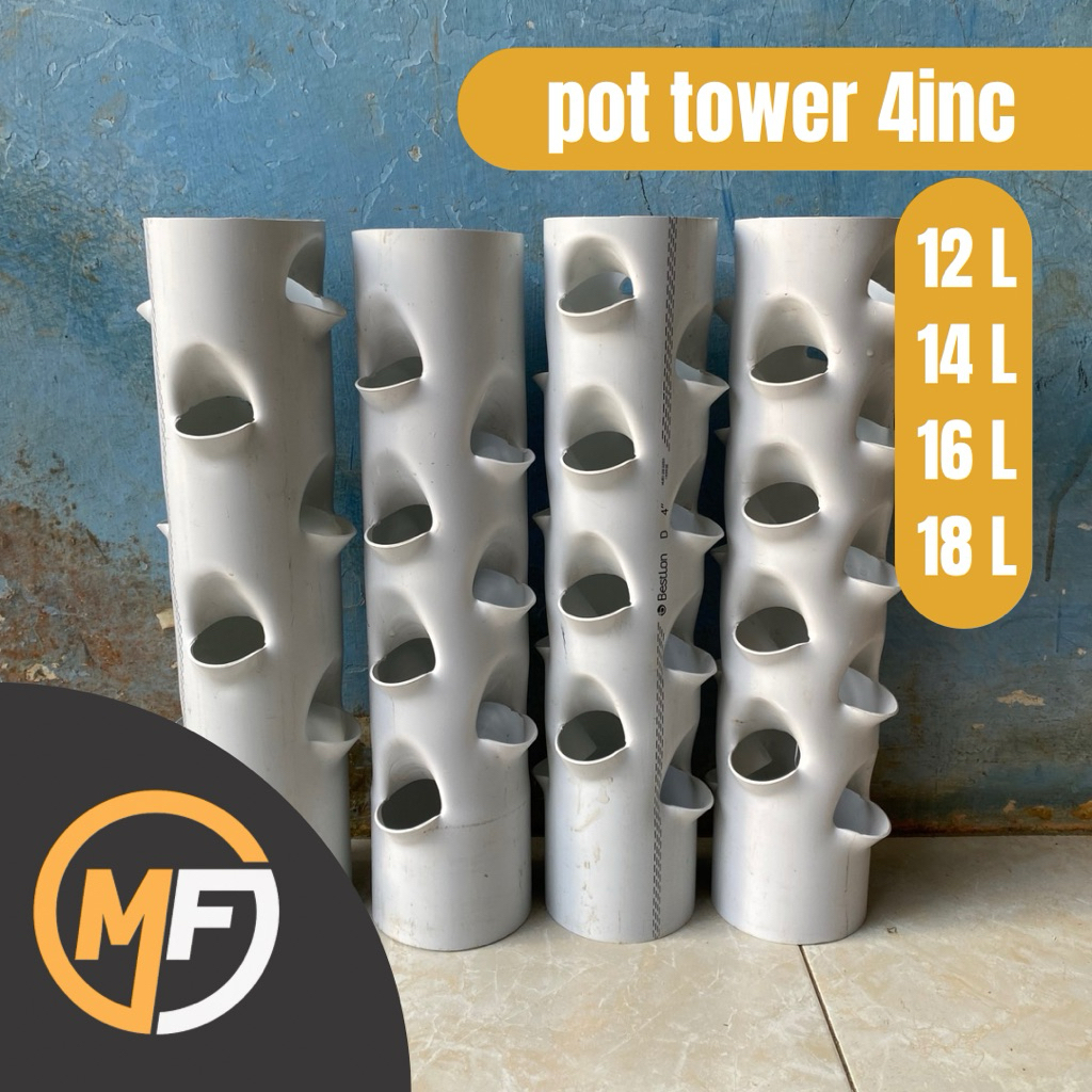 Jual growing pot tower pot vertikal vertikultur pipa 4 inch 50cm 12,14 ...