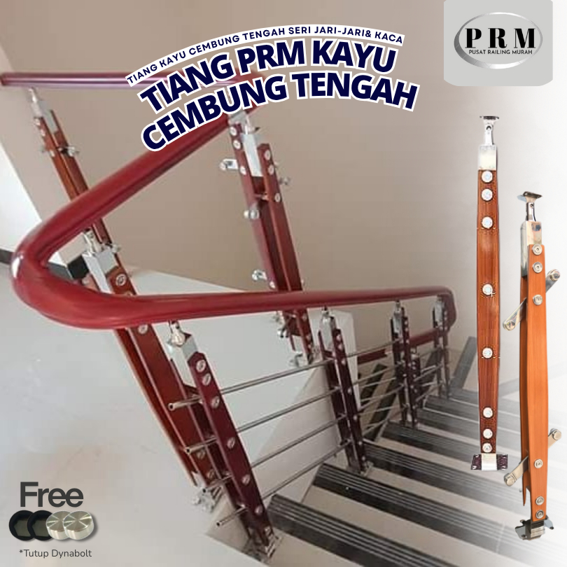 Jual TIANG RAILING TANGGA KAYU CEMBUNG TENGAH STAINLESS VARIASI RAILING ...