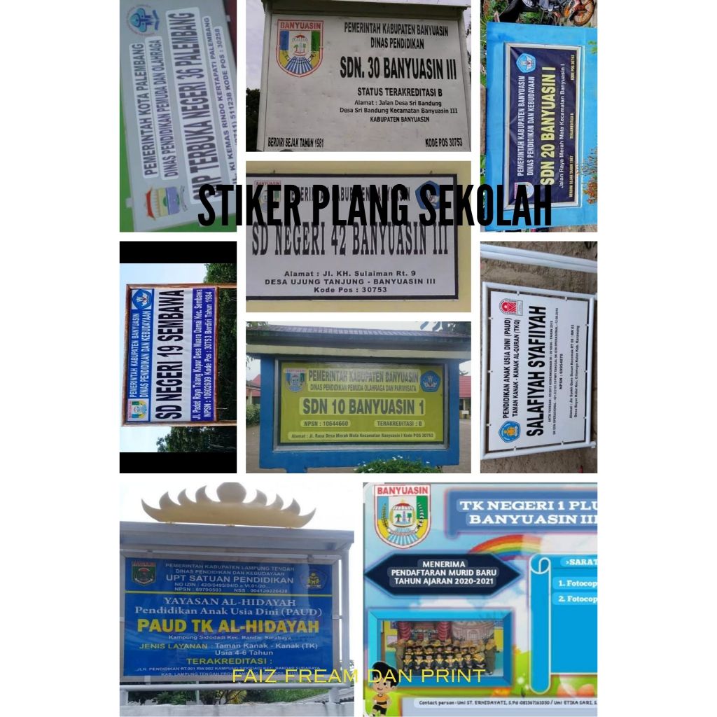 Jual Stiker Plang Sekolah Premium Anti Air Desain Rapi Tahan Lama Cocok ...