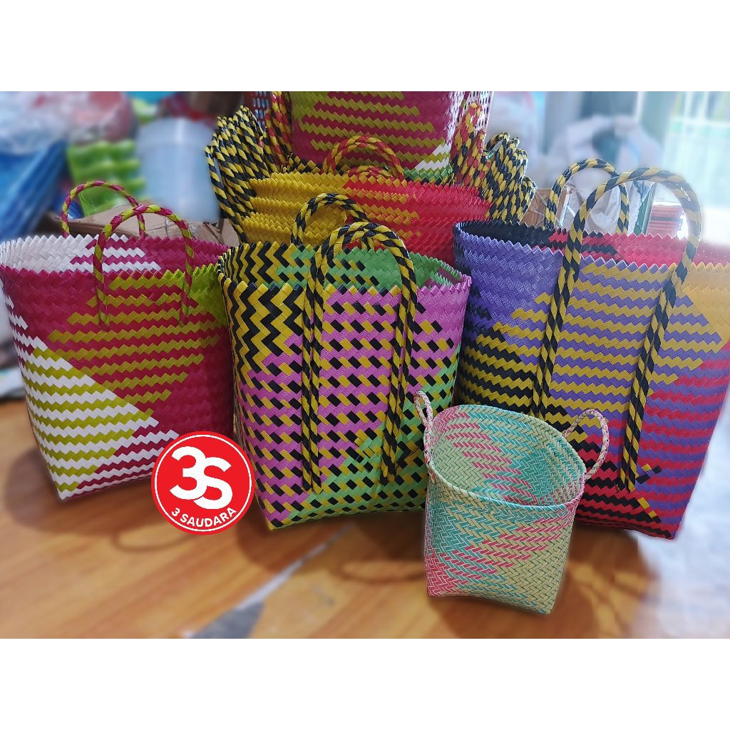 Jual TAS BELANJA ANYAM / BAKUL ANYAM PLASTIK | Shopee Indonesia