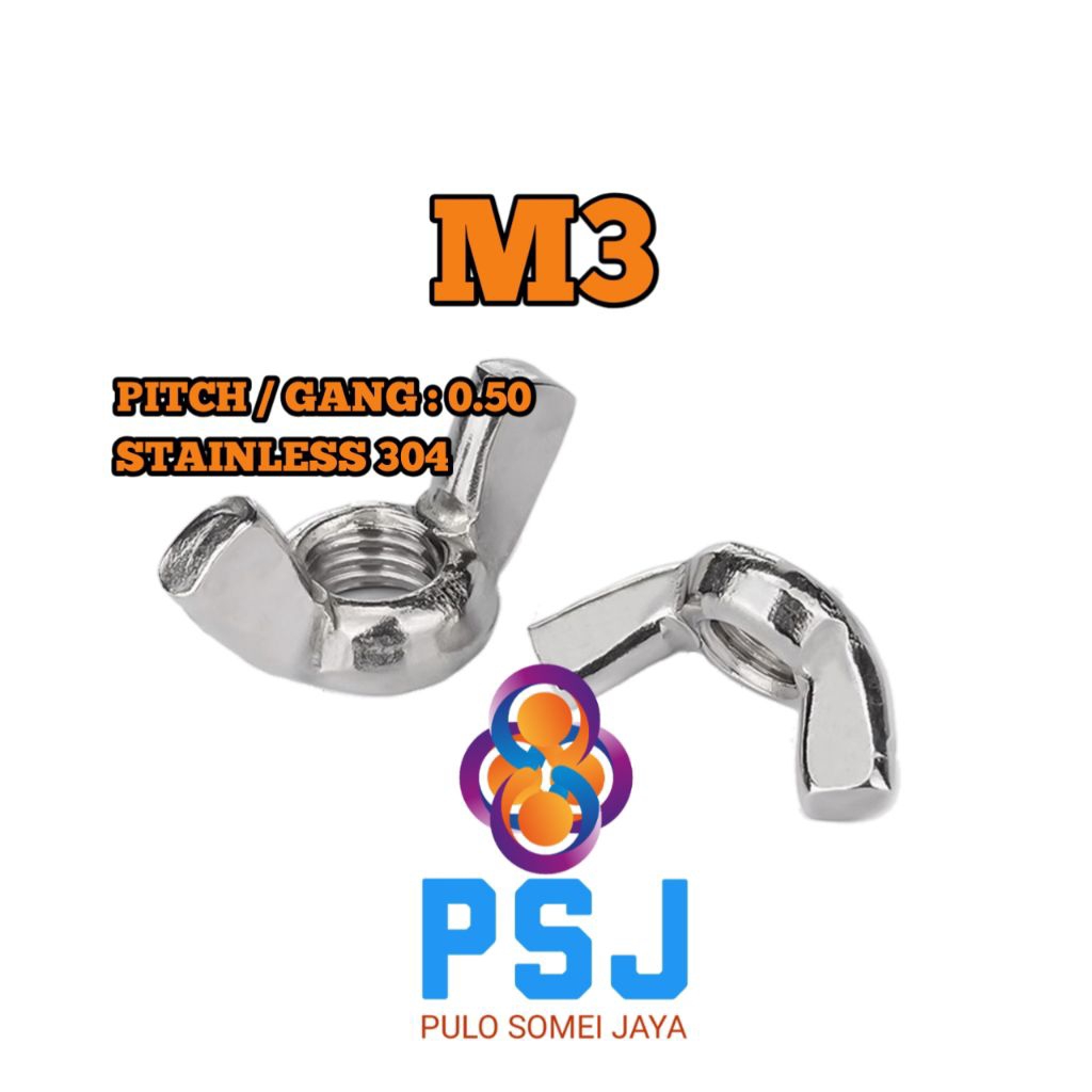 Jual Mur Kuping M3 x 0.50 Stainless 304 / Wing Nut - Mur Kupu Kupu ...