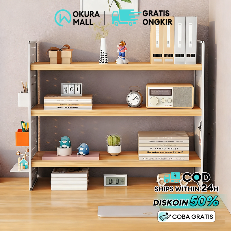 Jual Rak Buku Desktop Rak Meja Stationery Desktop Storage Rak Buku Meja ...