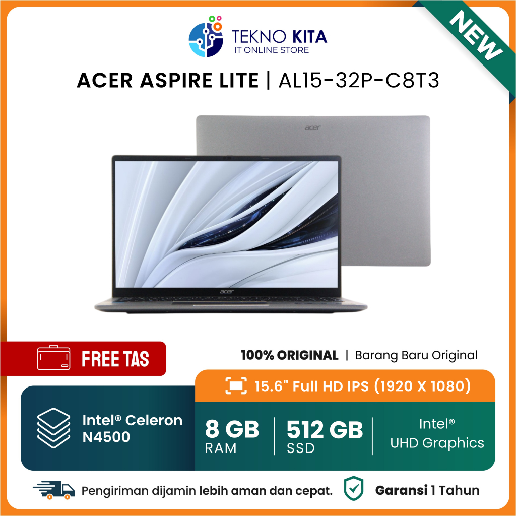 Jual Laptop Acer Murah 15.6" IPS FHD - Celeron N4500 - 8GB - 512GB SSD ...