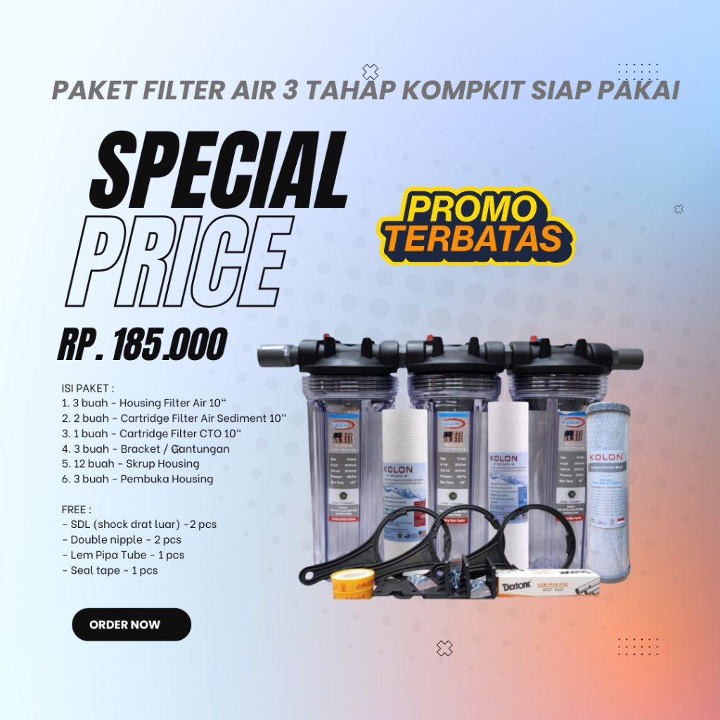 Jual PAKET FILTER AIR SUMUR/PDAM 3 TAHAP PENYARINGAN / HOUSING FILTER ...