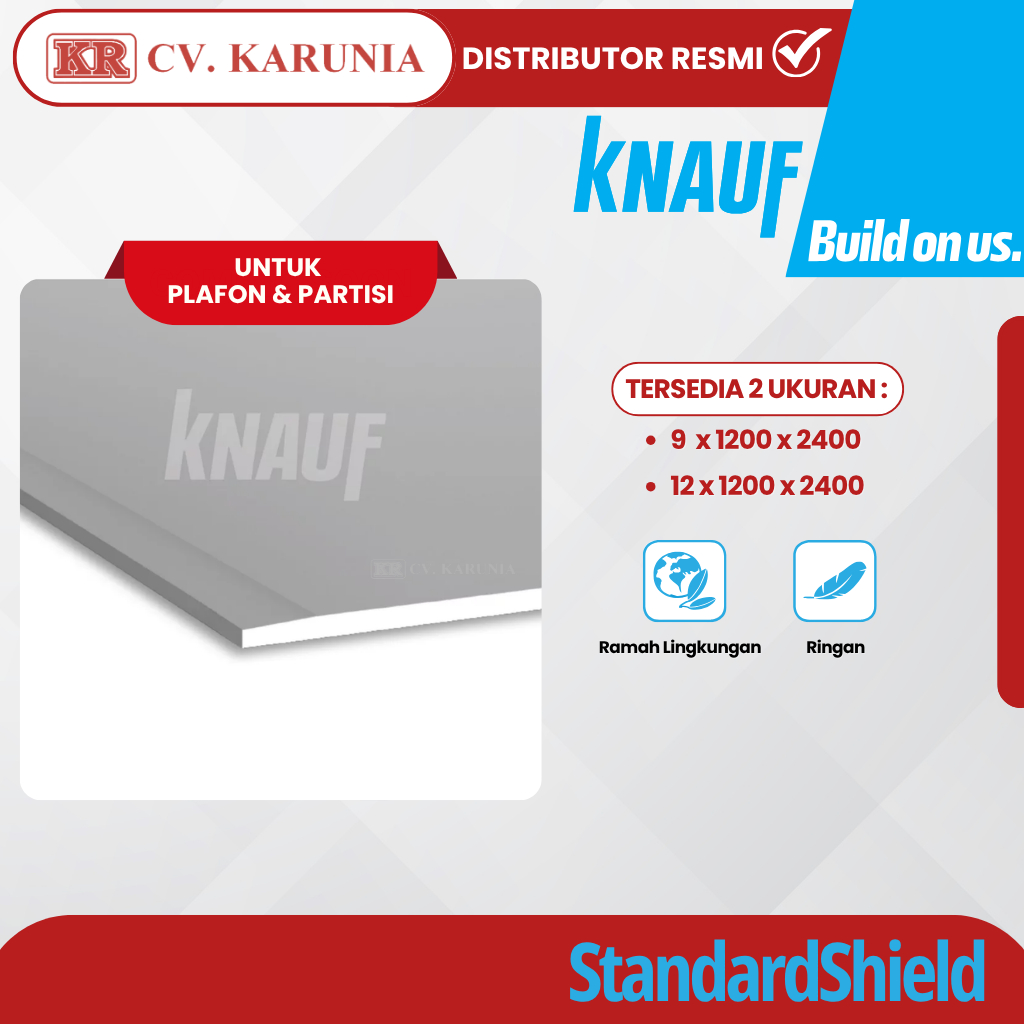 Jual Papan Gypsum Knauf StandardShield 9mm / 12mm | Plafon Partisi ...