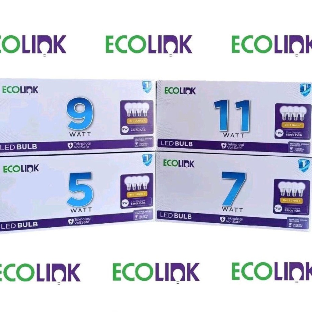 Jual PAKET HEMAT ECOLINK LED BULB MULTIPACK ISI 4 LAMPU 5W//7W//9W//11W ...
