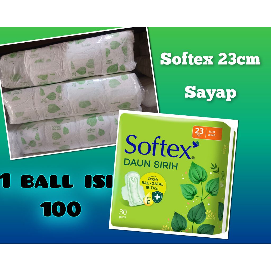 Jual Pembalut Softex wanita 23cm isi 100//softex daun sirih 23cm repack ...
