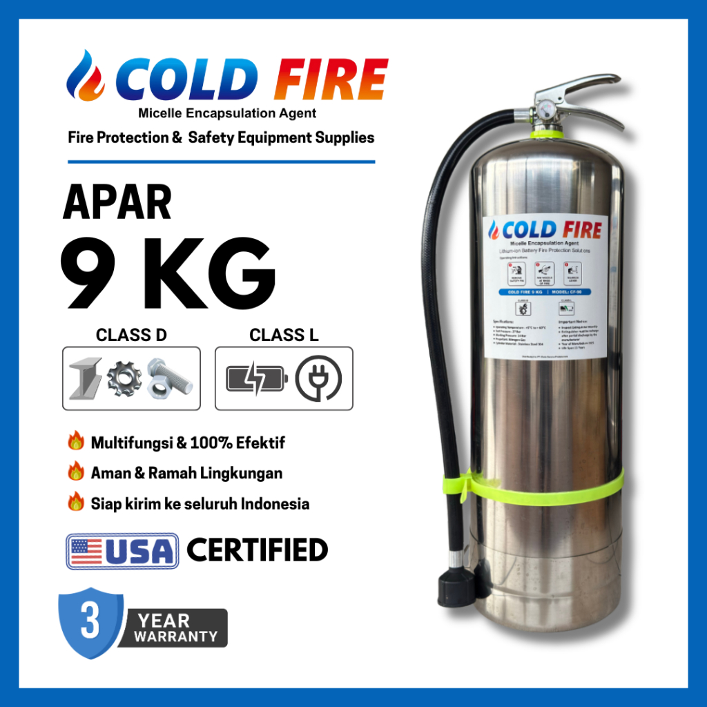 Jual APAR 9 KG | COLD FIRE Portable Fire Extinguisher Lithium ...