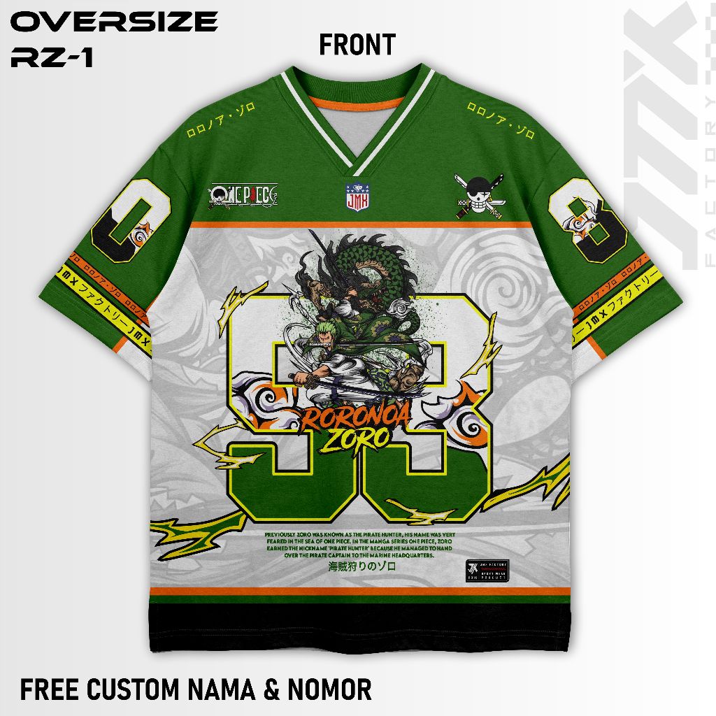 Jual jersey roronoa zoro oversize kaos anime one piece roronoa zoro ...
