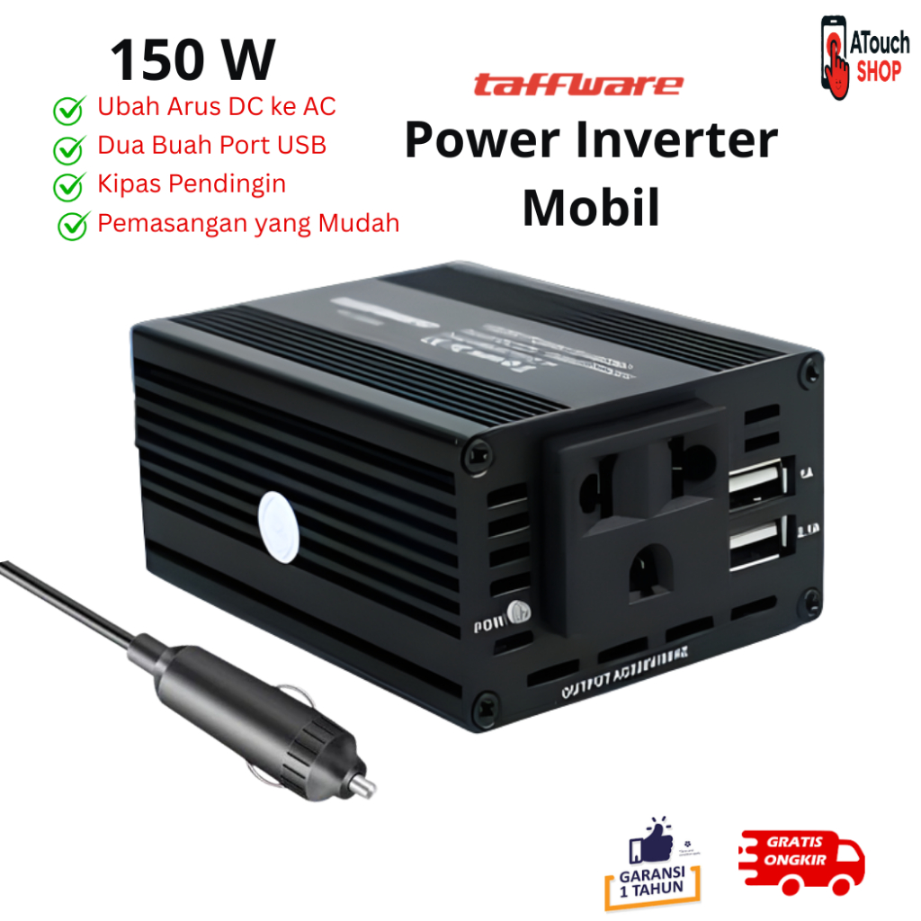 Jual Taffware Power Inverter Mobil 12V to 220V 150W dengan 2 USB Port ...