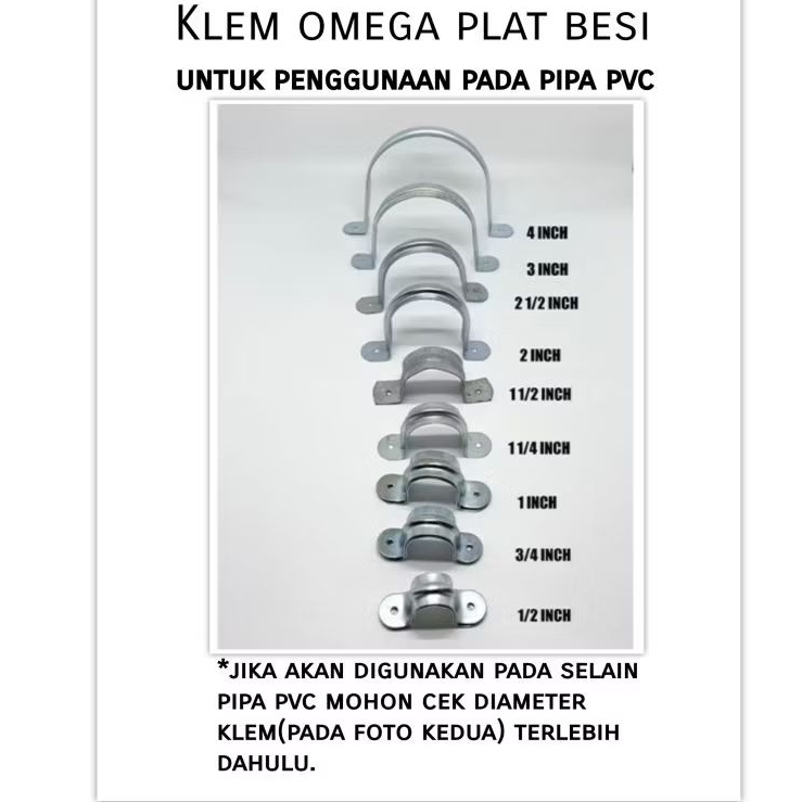 Jual Klem pipa omega 1/2" 3/4" 1" 1 1/4" 1 1/2" 1,5" 2" 2,5" 2 1/2" 3 ...