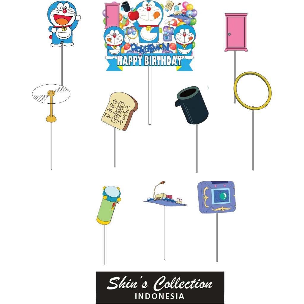 Jual Cake Topper Doraemon and friends NEW isi 10 pcs | Shopee Indonesia