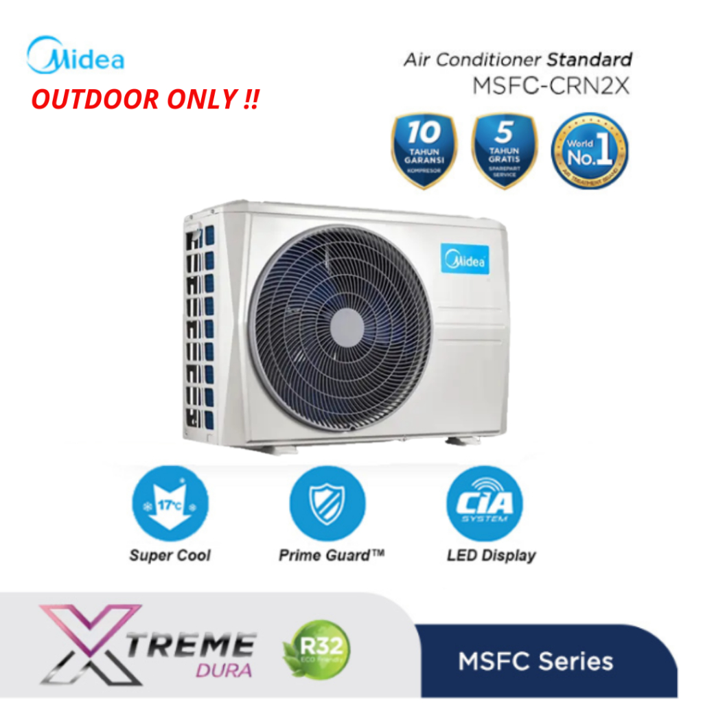 Jual OUTDOOR MIDEA AC WALL MOUNTED SPLIT STANDARD DOUBLE GOLD FIN 1 PK ...