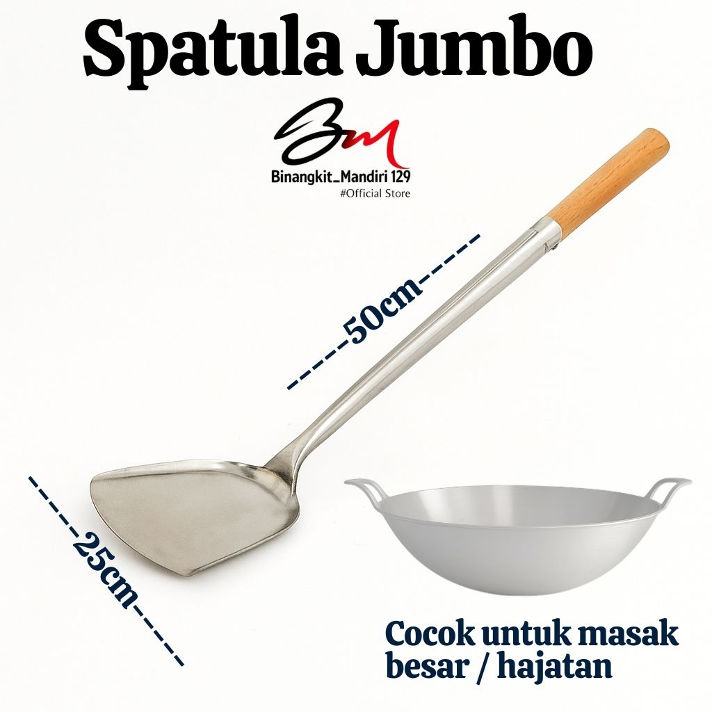 Jual Spatula Besi Jumbo 50cm Gagang Kayu Pengaduk Jumbo Anti Karat ...