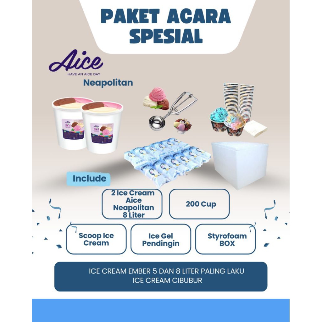Jual Paket Ice cream Aice 2 ember size 8 liter 3 Rasa | Shopee Indonesia