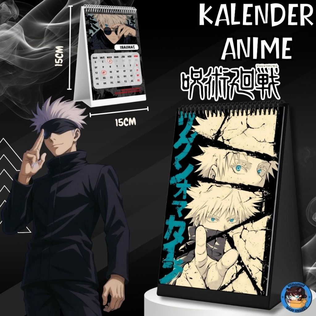 Jual CALENDAR ANIME 2026 / KALENDER GOJO SATORU 2026 / KALENDER MEJA ...