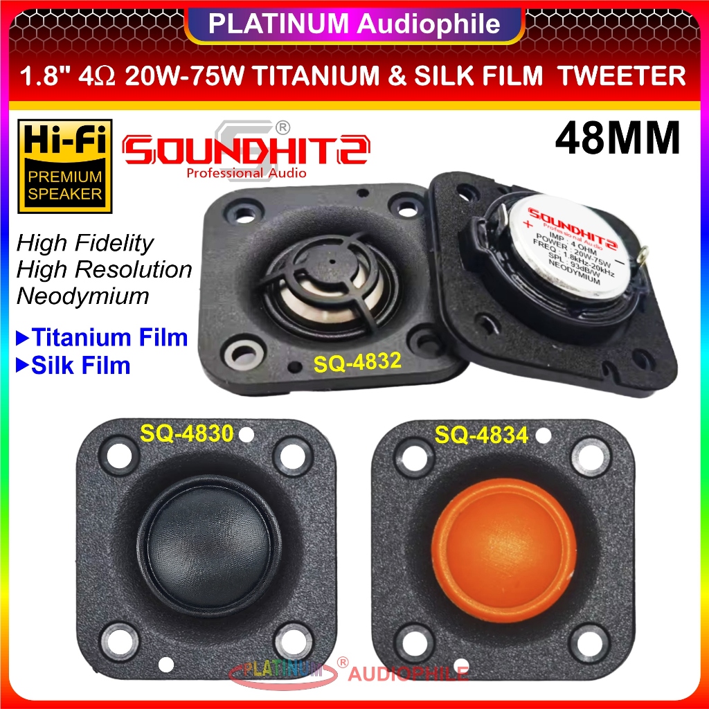 Jual Tweeter 1.8 Inch 48mm Titanium Silk Film Gold High Fidelity Tweter ...