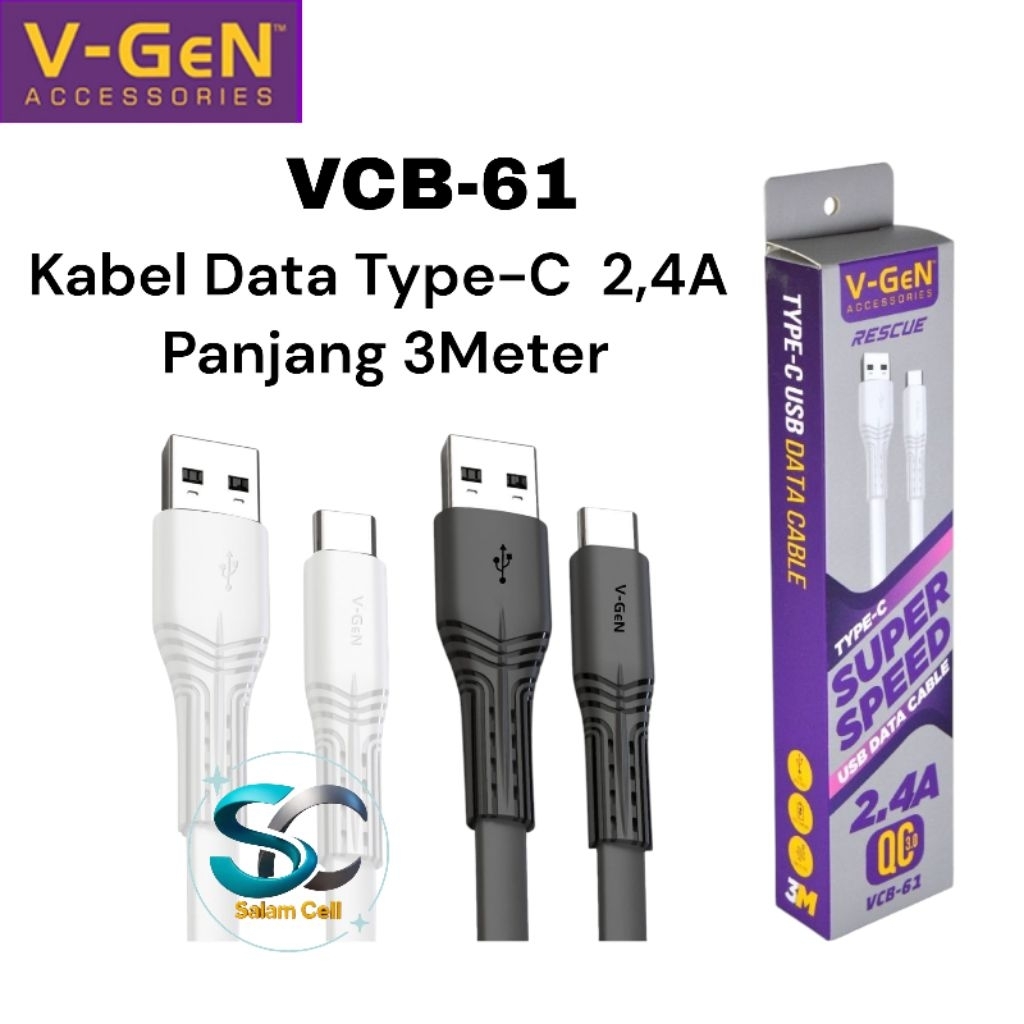 Jual Kabel Data Type-C V-Gen VCB-61 Panjang 3Meter Fast Charging ...
