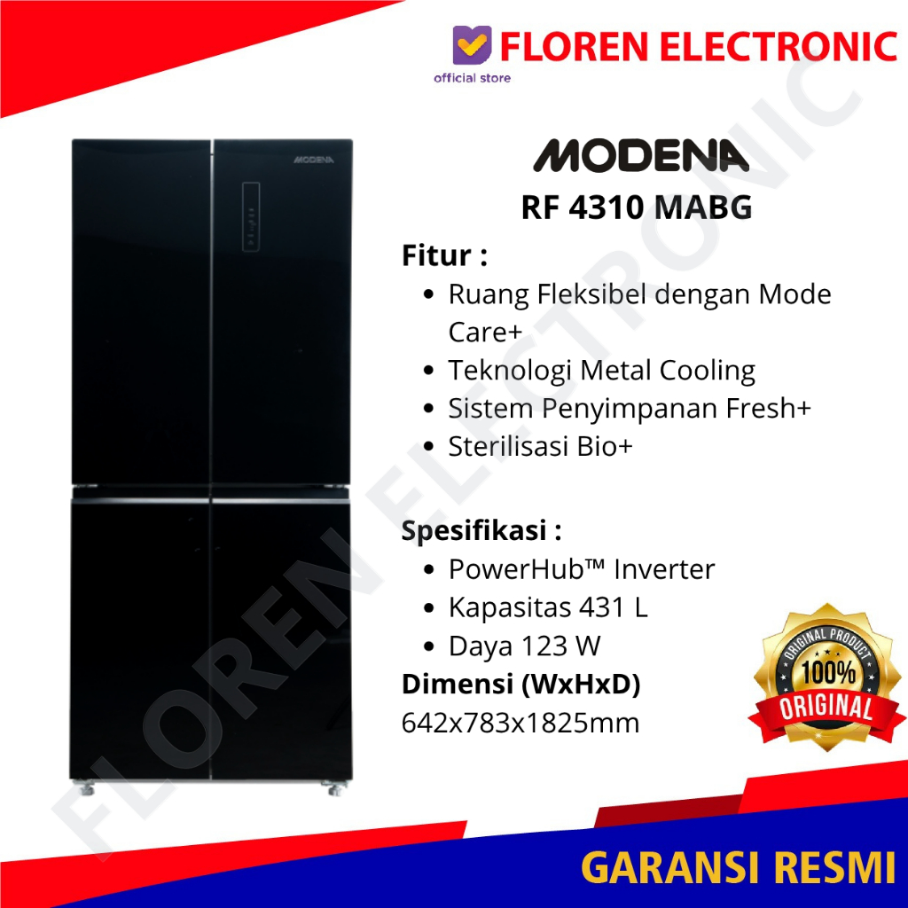 Jual Modena RF 4310 MABG / RF4310MABG Kulkas Kaca Multi Door Kapasitas ...