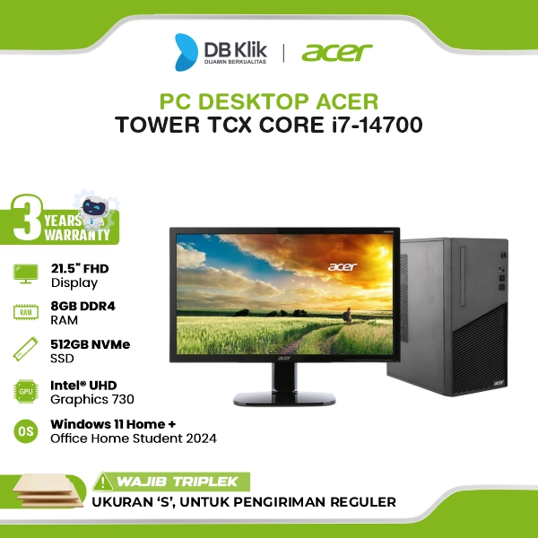 Jual Acer Tower TCX PC Desktop INTEL Core i7-14700 8GB DDR4/512GB M.2 ...