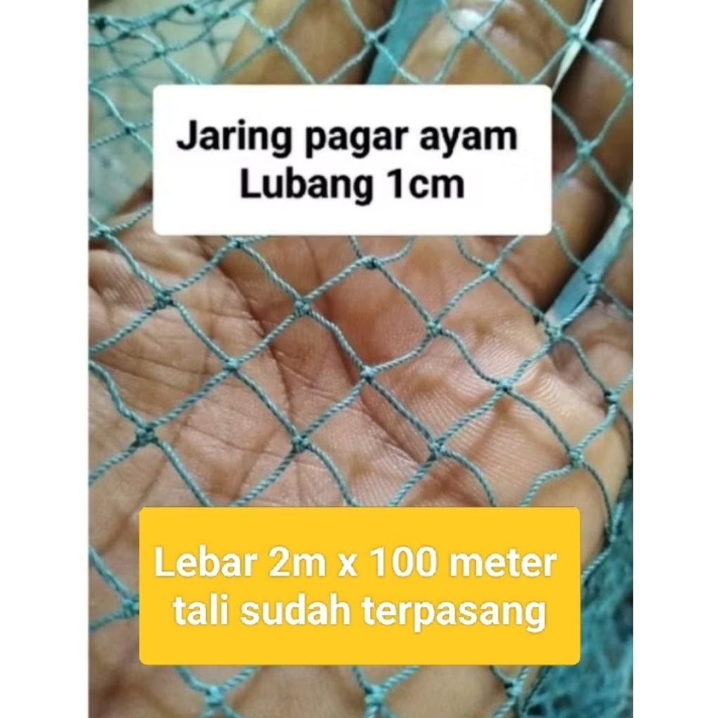 Jual Jaring pagar ayam Lubang 1cm Lebar 2m x 100 meter tali sudah ...