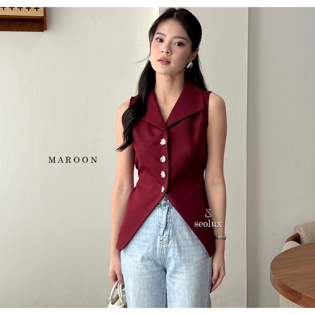 Jual SEOLUX - TP652 - Rene Vest | Atasan Vest Wanita Rompi V Neck ...