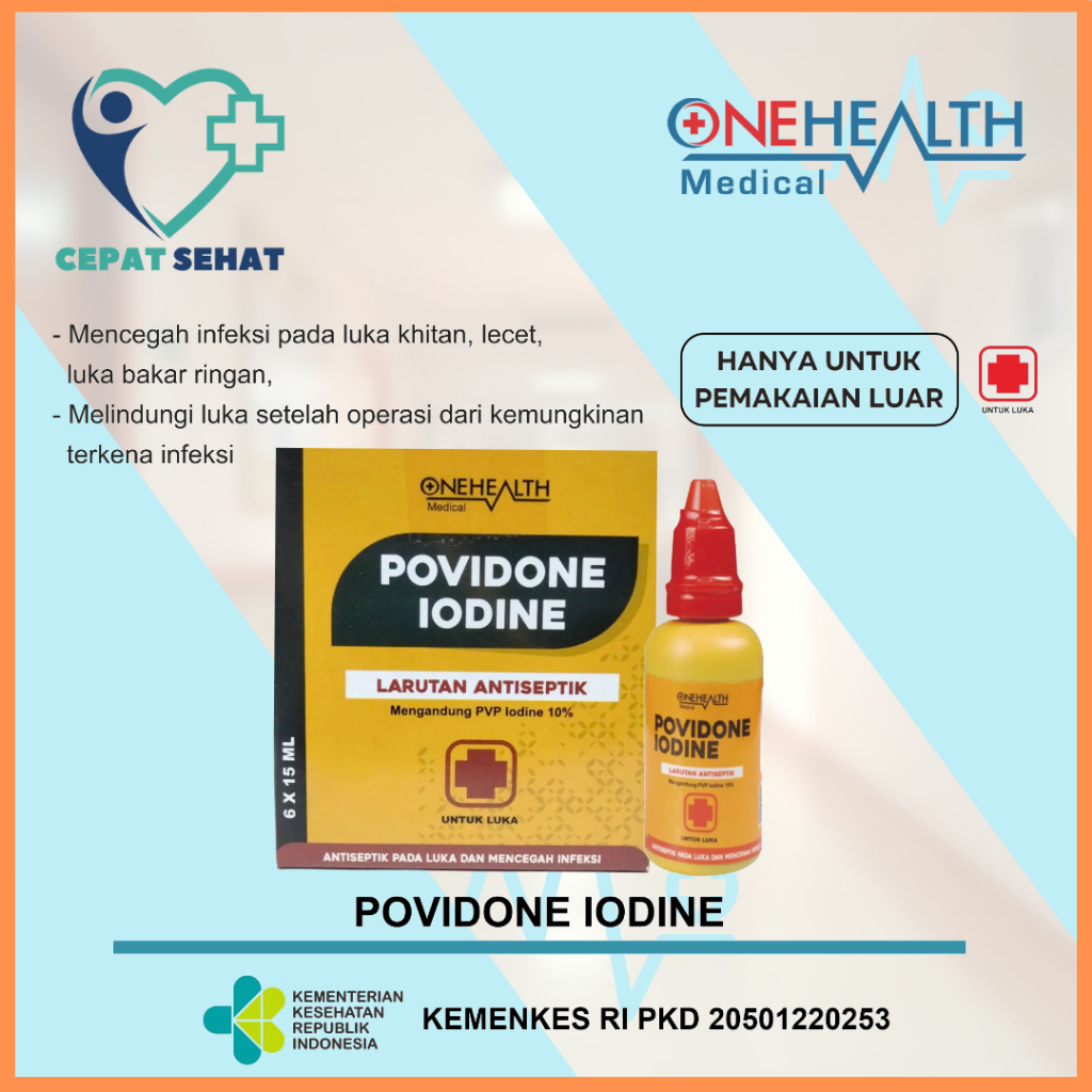 Jual BOX ISI 6 PCS POVIDONE IODINE ONEHEALTH 15 ML | Shopee Indonesia
