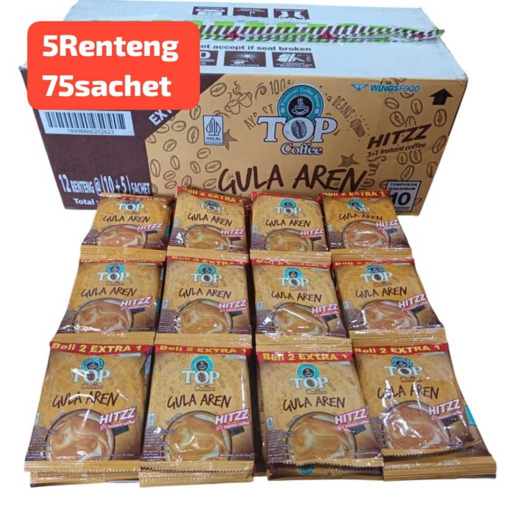 Jual TOP coffe Gula Aren 22g Hitzz 2in1 Instant Pkt 5 Rtg 75 Sachet ...