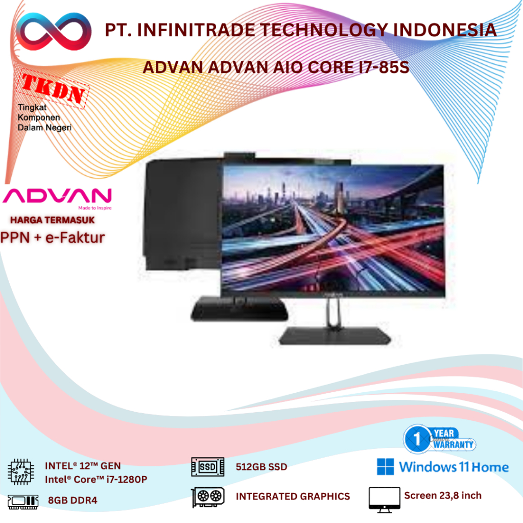 Jual ADVAN AIO CORE i7 - 85S i7-1280P 8GB 512GB INTEL WINDOWS 11 - 1 ...