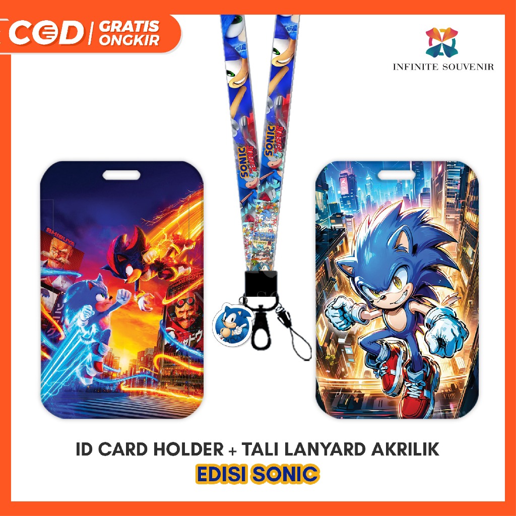 Jual [N003] SONIC / Name Tag ID Card Holder Sonic the Hedgehog dengan ...