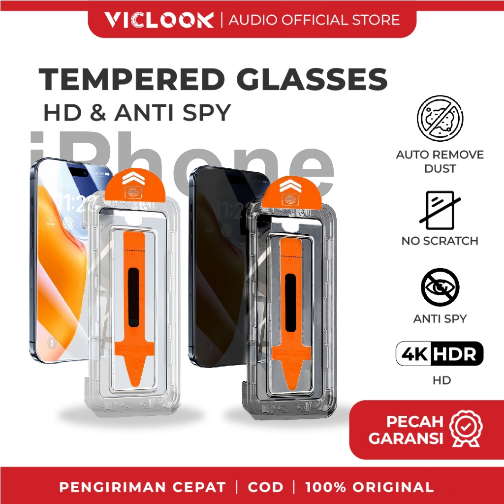 Jual VICLOOK Easy Install Tempered glass Anti SPY HD Clear Fit for ...