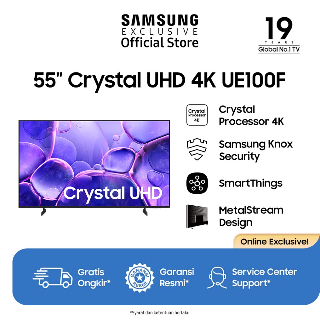 Jual Samsung 55" Crystal UHD 4K UE100F 4K Smart TV - UA55UE100FKXXD ...