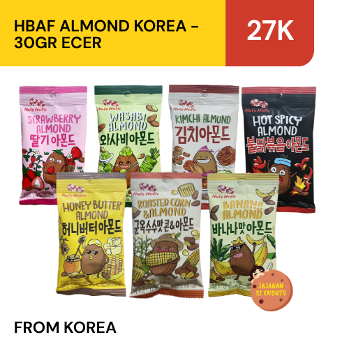 Jual HBAF Almond Korea 30gr Variant Hot & Spicy Almond | Kimchi Almond ...