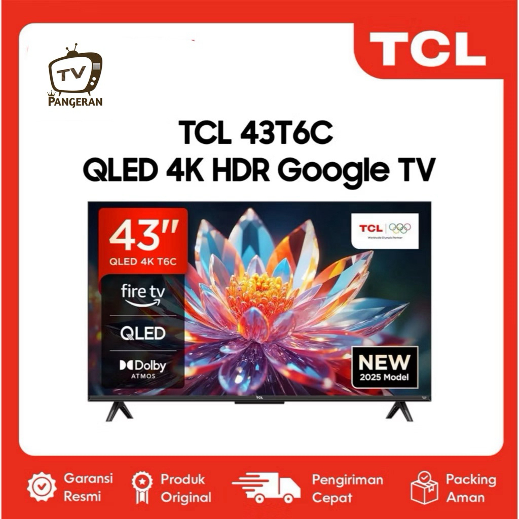 Jual TCL Google TV 43T6C Qled 4K HDR 10+ Dolby Vision Atmos HVA Panel ...