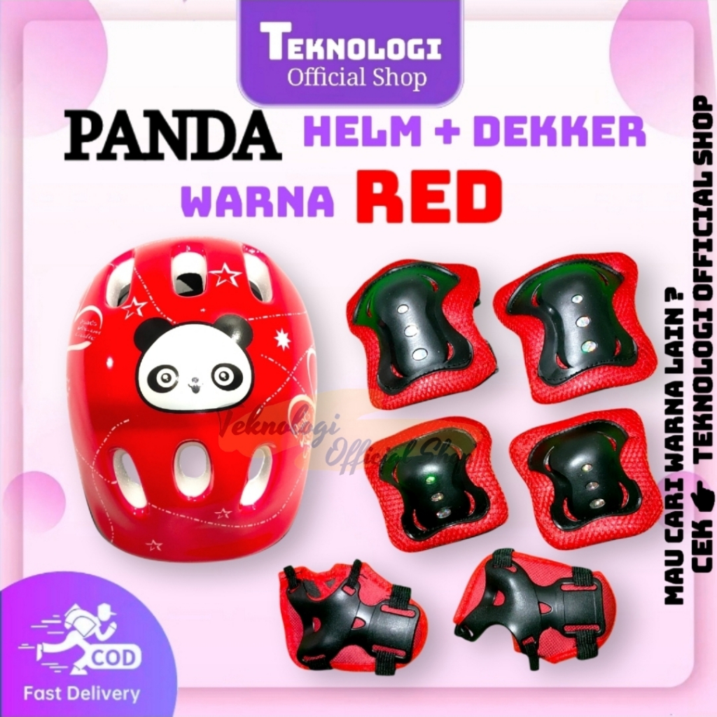Jual TOS RED Helm Dekker FULLSET Pelindung Kepala Tangan Lutut Siku ...